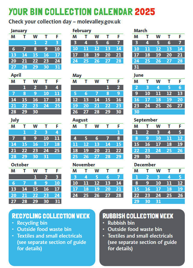 Bin Schedule 2025 | Ashtead Residents' Association