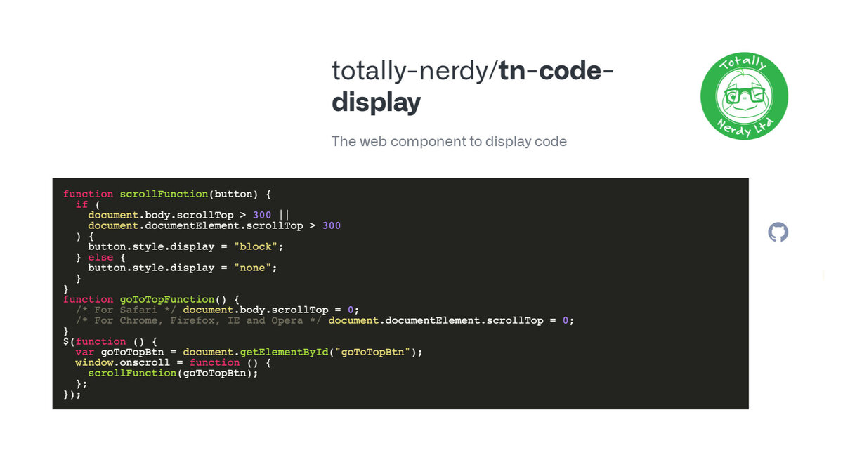 The web component to display code | Totally Nerdy Ltd