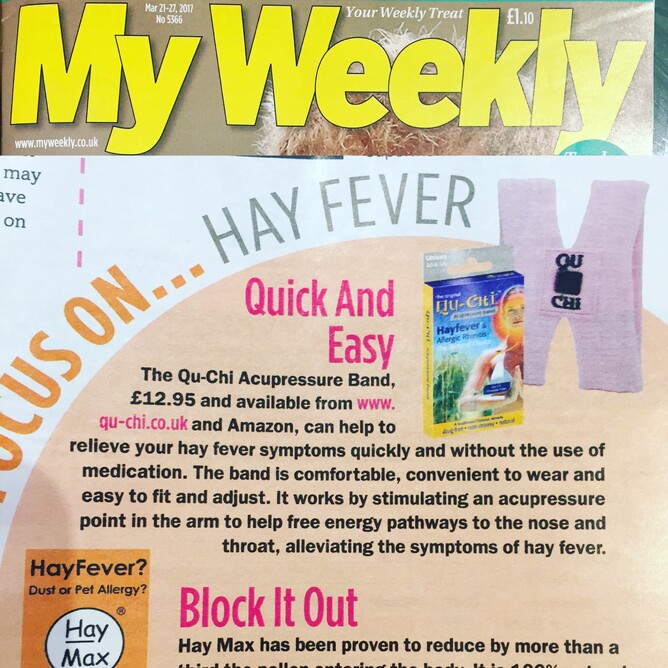 Qu-Chi Acupressure Band featured in this weeks 'My Weekly Magazine'. 🙂 ...