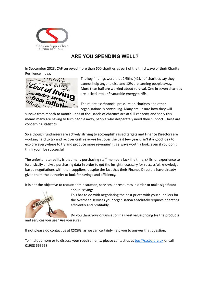 Are you Spending Well? | Christian Supply Chain Buying Group