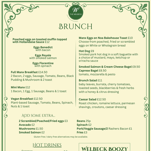 Restaurant menu | The Welbeck Hotel