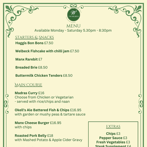 Restaurant menu | The Welbeck Hotel